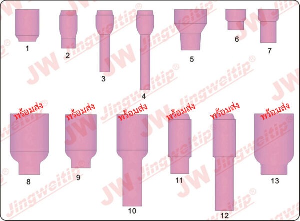 JW jingweitip TIG ALUMINA NOZZLES - ร้าน 97 สแตนเลส